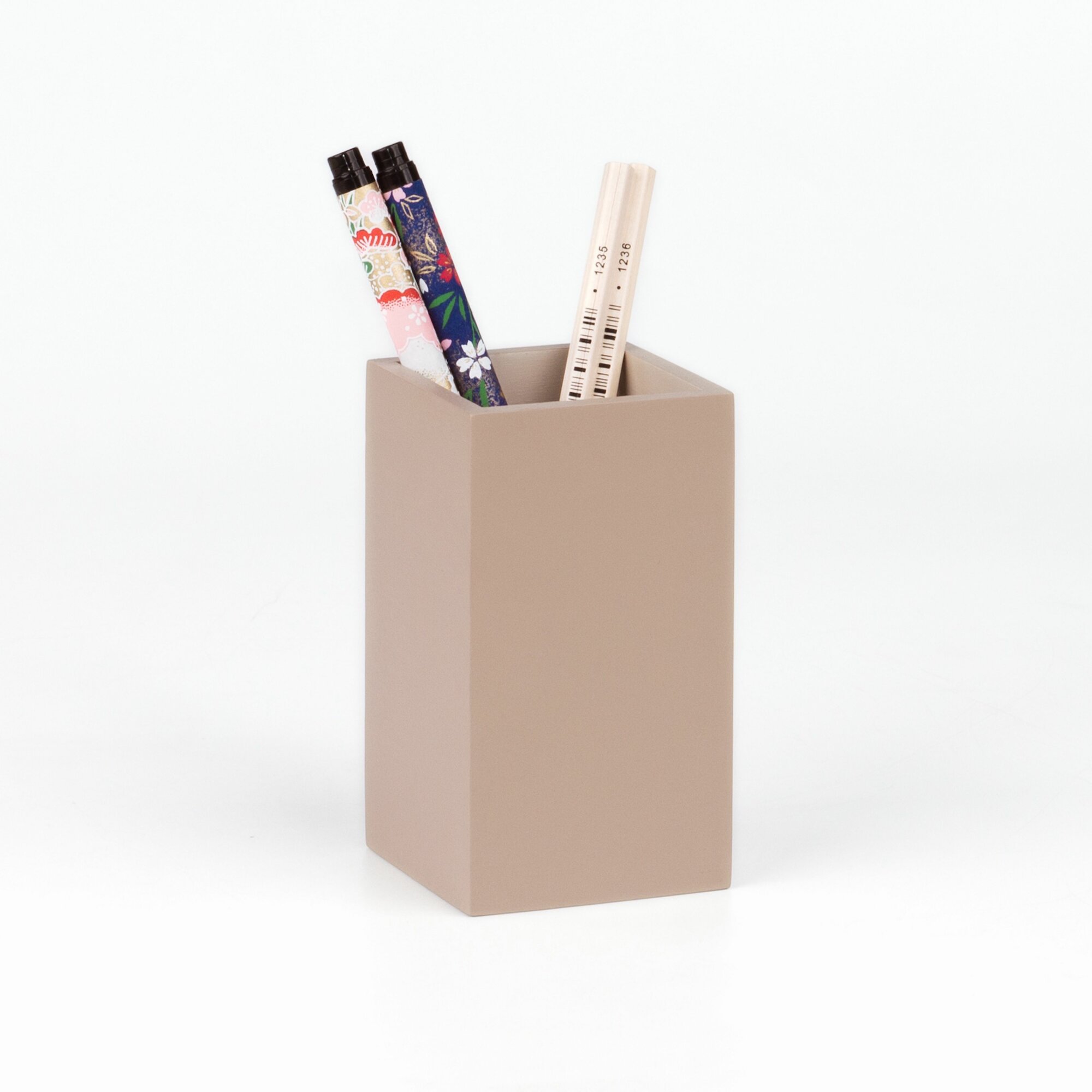 Подставка для ручек и карандашей, стакан канцелярский Penkap Duo, размер SL (высокий), бежевый