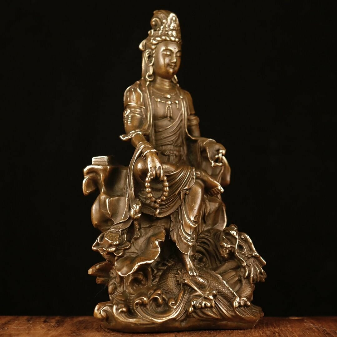 Статуэтка Будда на драконе, бронза (15,5*8*4,5 см,) Китай