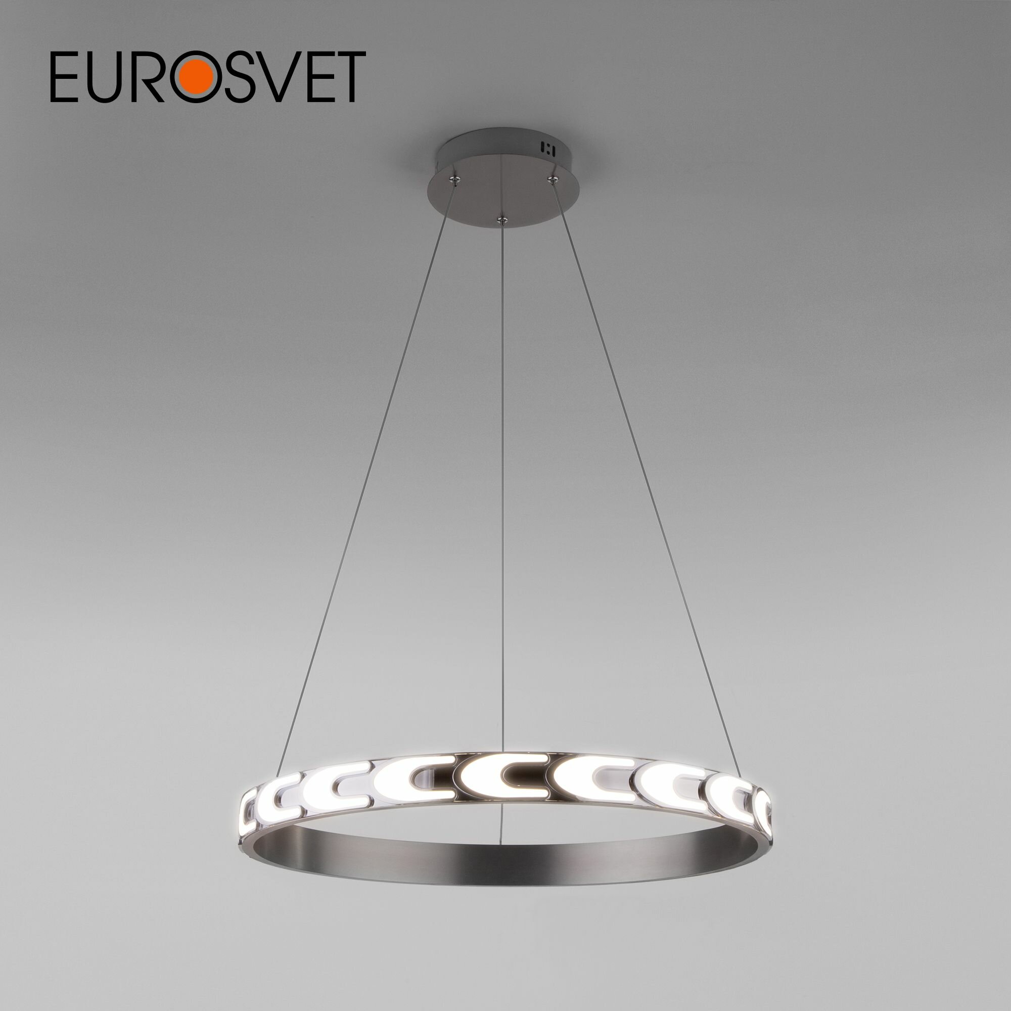 Люстра / Подвесной светильник с пультом управления Eurosvet Chain 90164/1, 40 Вт, 3300K/4200K/6500K, сатин-никель