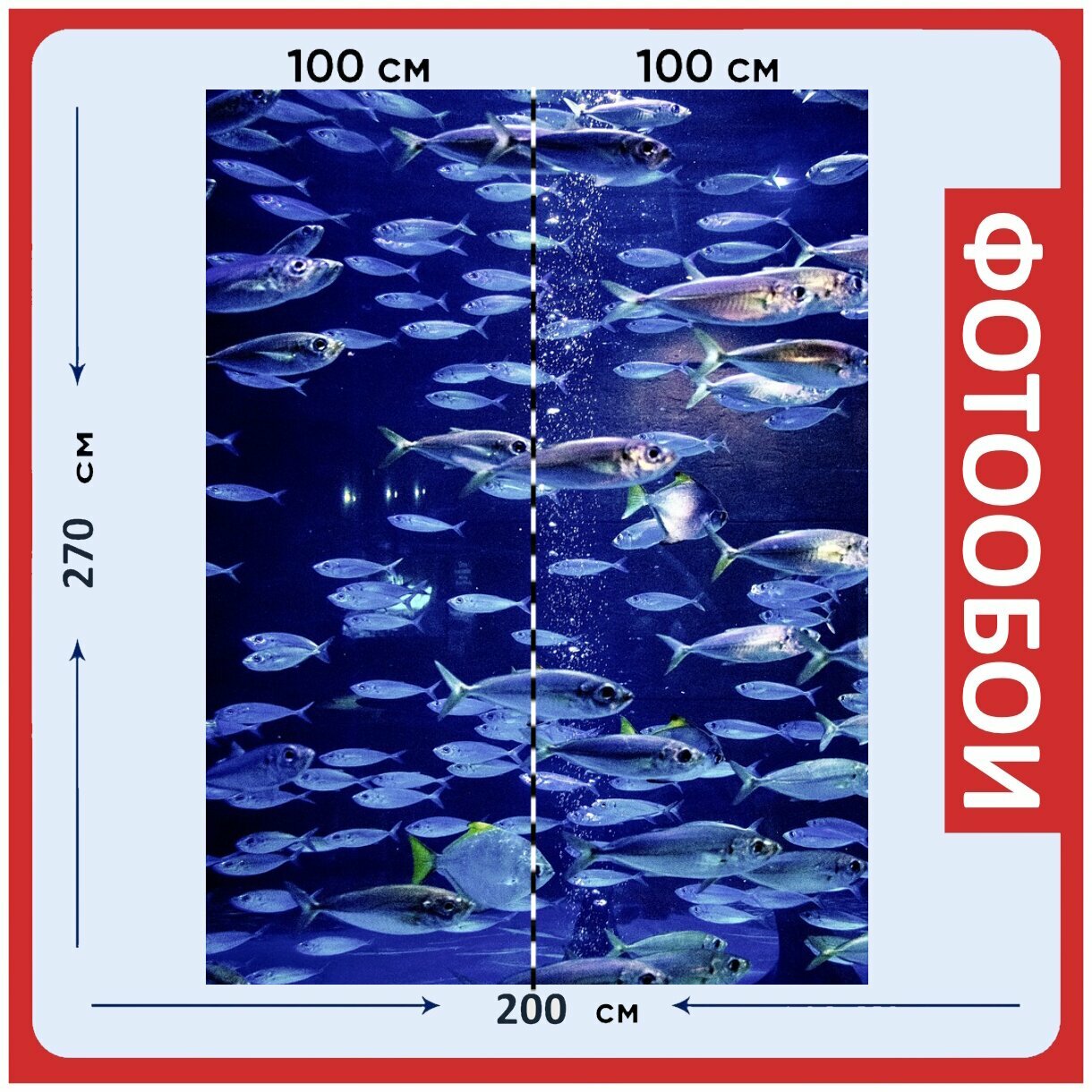 Фотообои "Рыбы, аквариум, подводный" 200x270 см. флизелиновыена стену