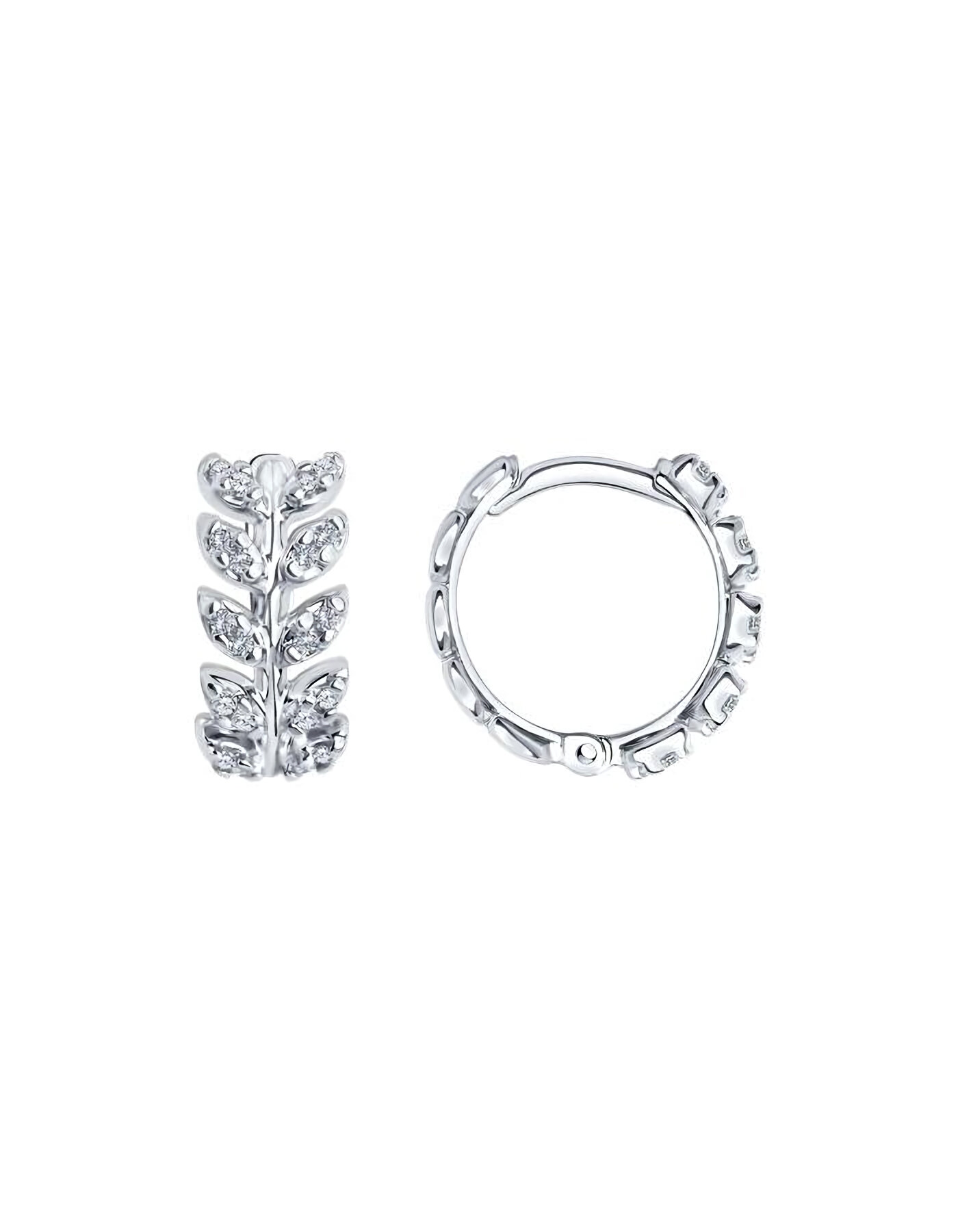 Серьги конго, серебро, 925 проба, родирование, фианит