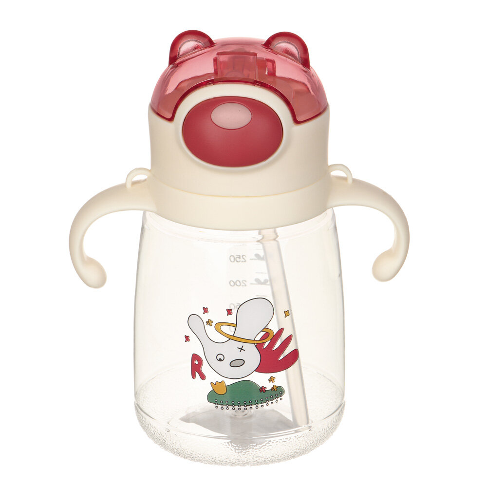 Бутылочка детская с ручками и трубочкой "Зверята", 450 мл, пластик