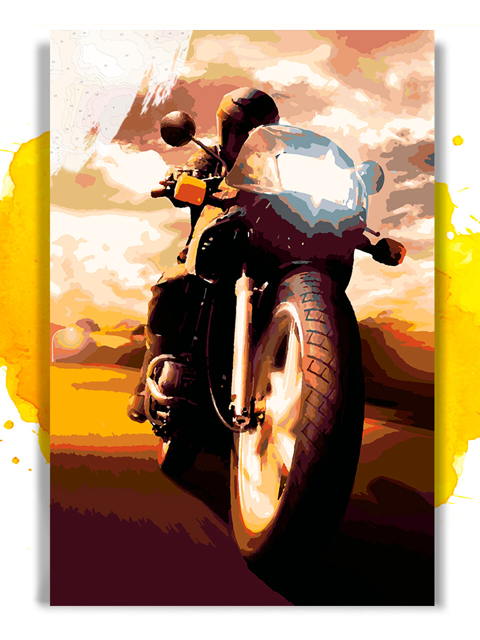 Картина по номерам на холсте Мотоцикл на закате, 40 х 60 см