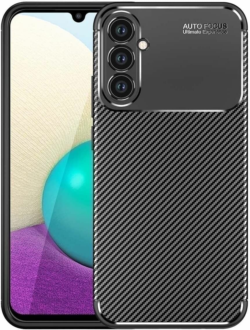 Чехол на Samsung Galaxy A34 5G силиконовый под карбон чёрный