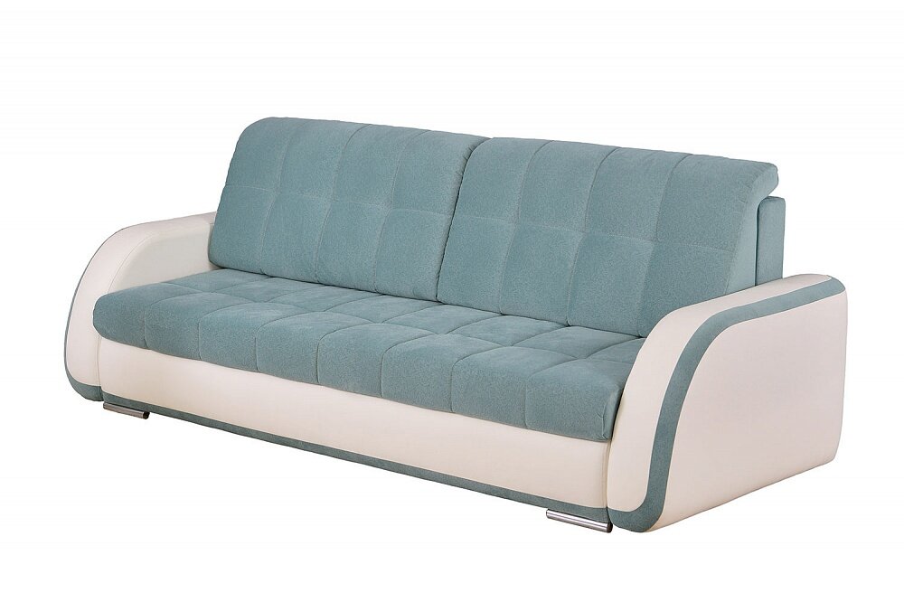 Прямой диван Турин Люкс мятный, еврокнижка, 243х105х85 см, с ящиком для белья