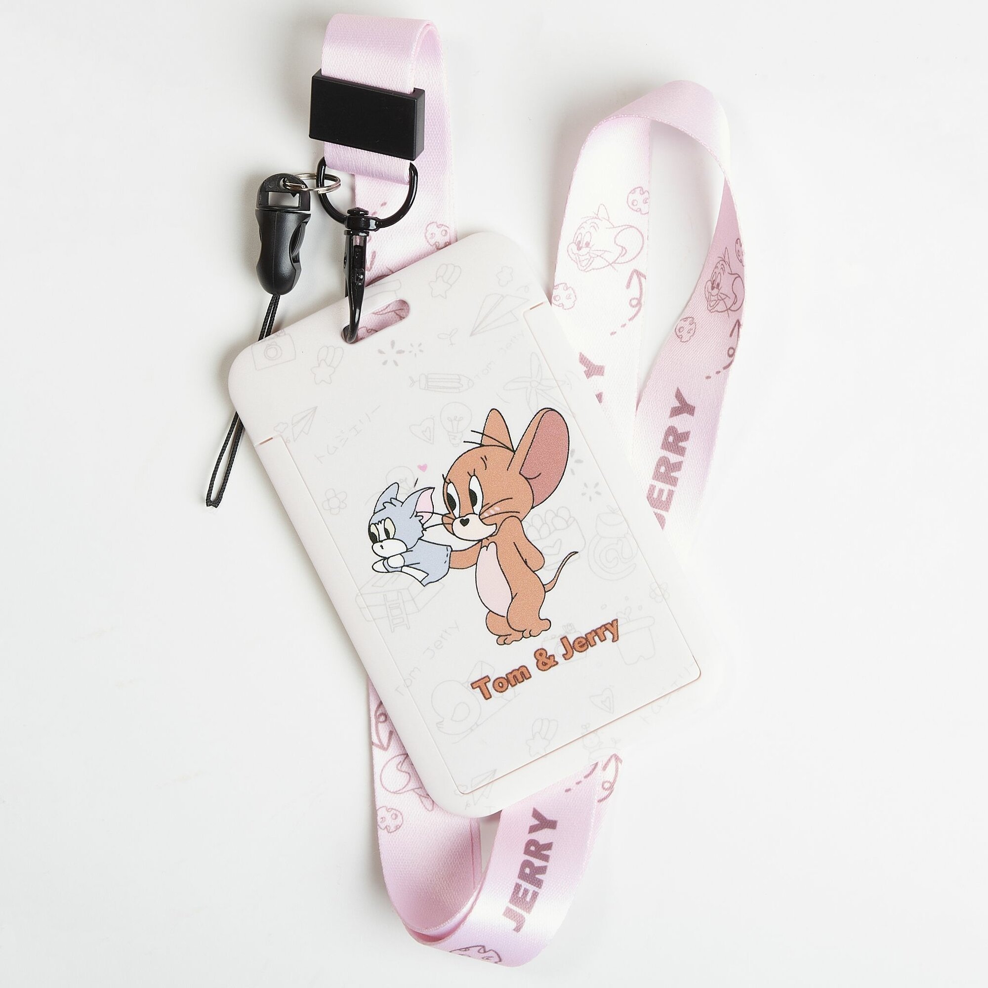 Держатель для бейджа, пропуска, карты с лентой / Том и Джерри