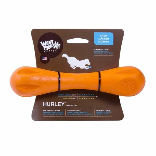 West Paw Hurley Dog Bone Игрушка для собак Кость, размер L, оранжевая
