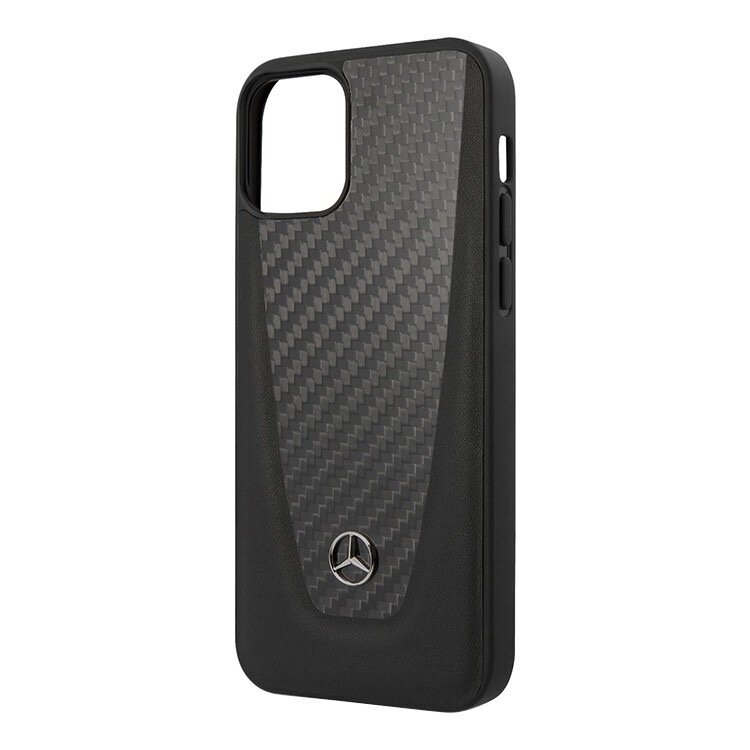Чехол CG-MOBILE Mercedes для iPhone 12 mini, Dynamic Genuine leather & Real cabon, чёрный