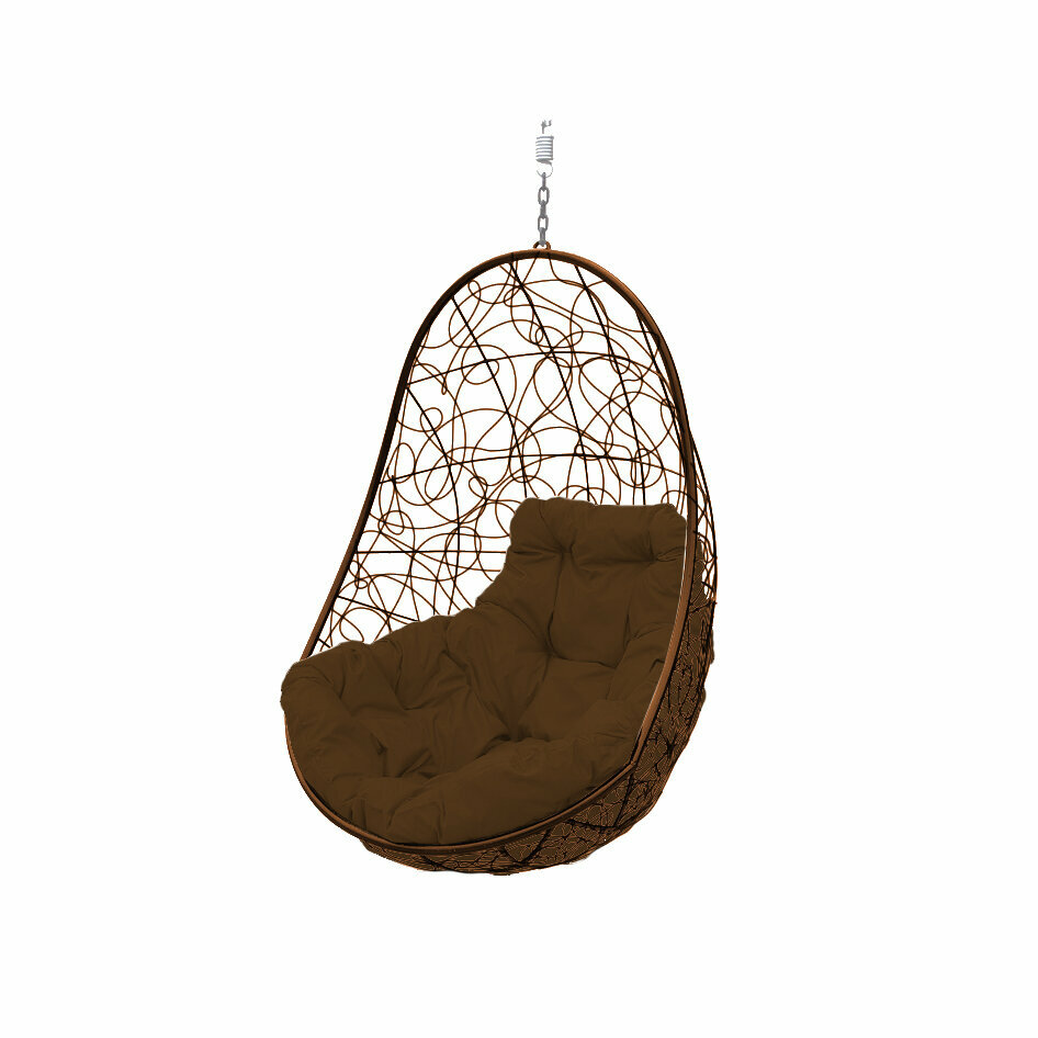 Подвесное кресло овал ротанг коричневое (без стойки), коричневая подушка
