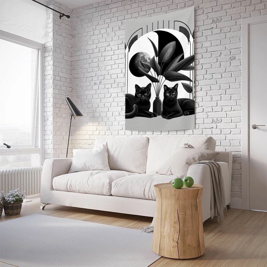 Вертикальное фотопанно на стену JoyArty "Коты в интерьере", из ткани, 150х200 см