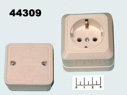 Розетка электрическая накладная с землей Universal (Олимп) белая керамика (O0028)