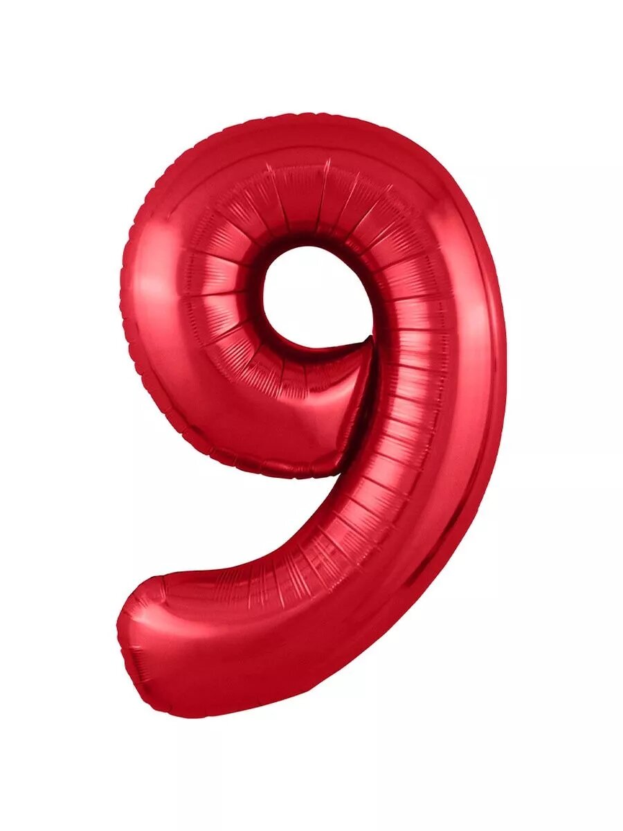 Шар фольгированный (40'/102 см) Цифра Slim Красный №9 Agura