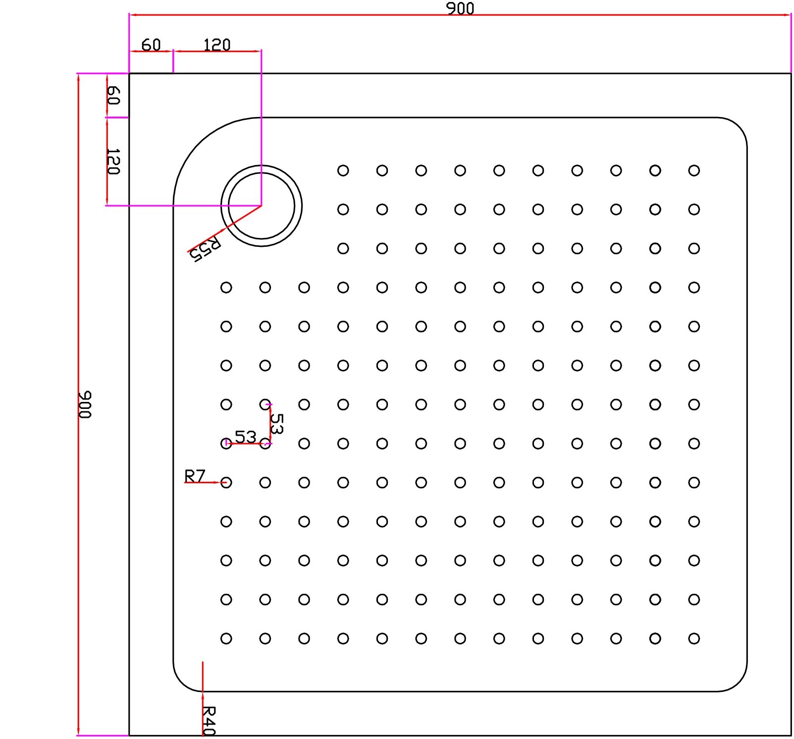 TRAY-A-A-90-15-W0 Акриловый поддон без сифона