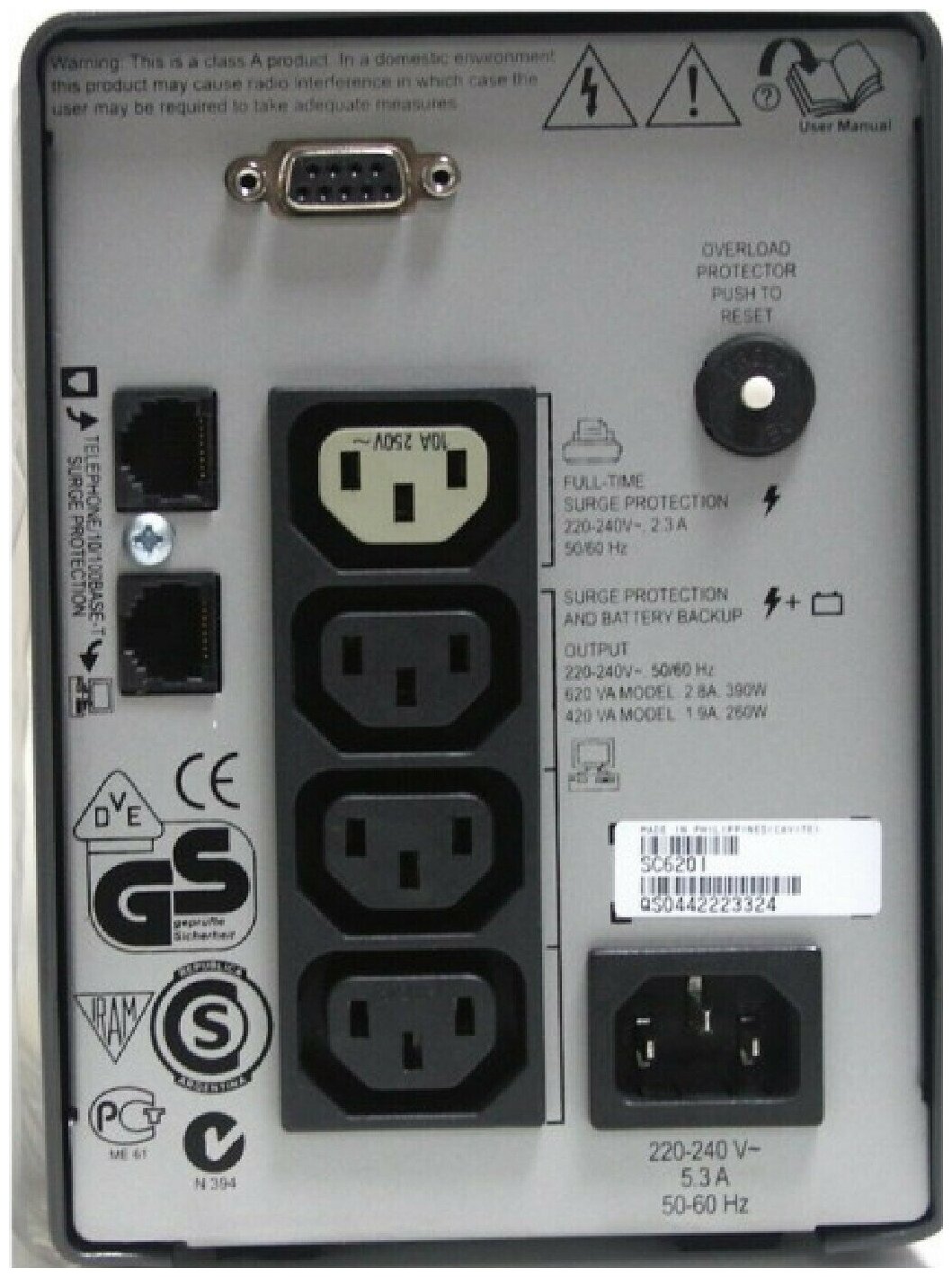 ИБП Источник бесперебойного питания APC Smart-UPS SC SC620I 390Вт 620ВА черный