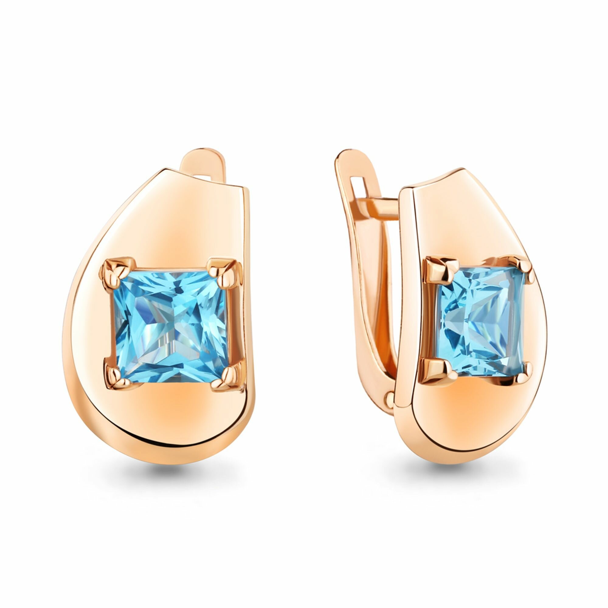 Серьги, серебро, 925 проба, золочение, топаз