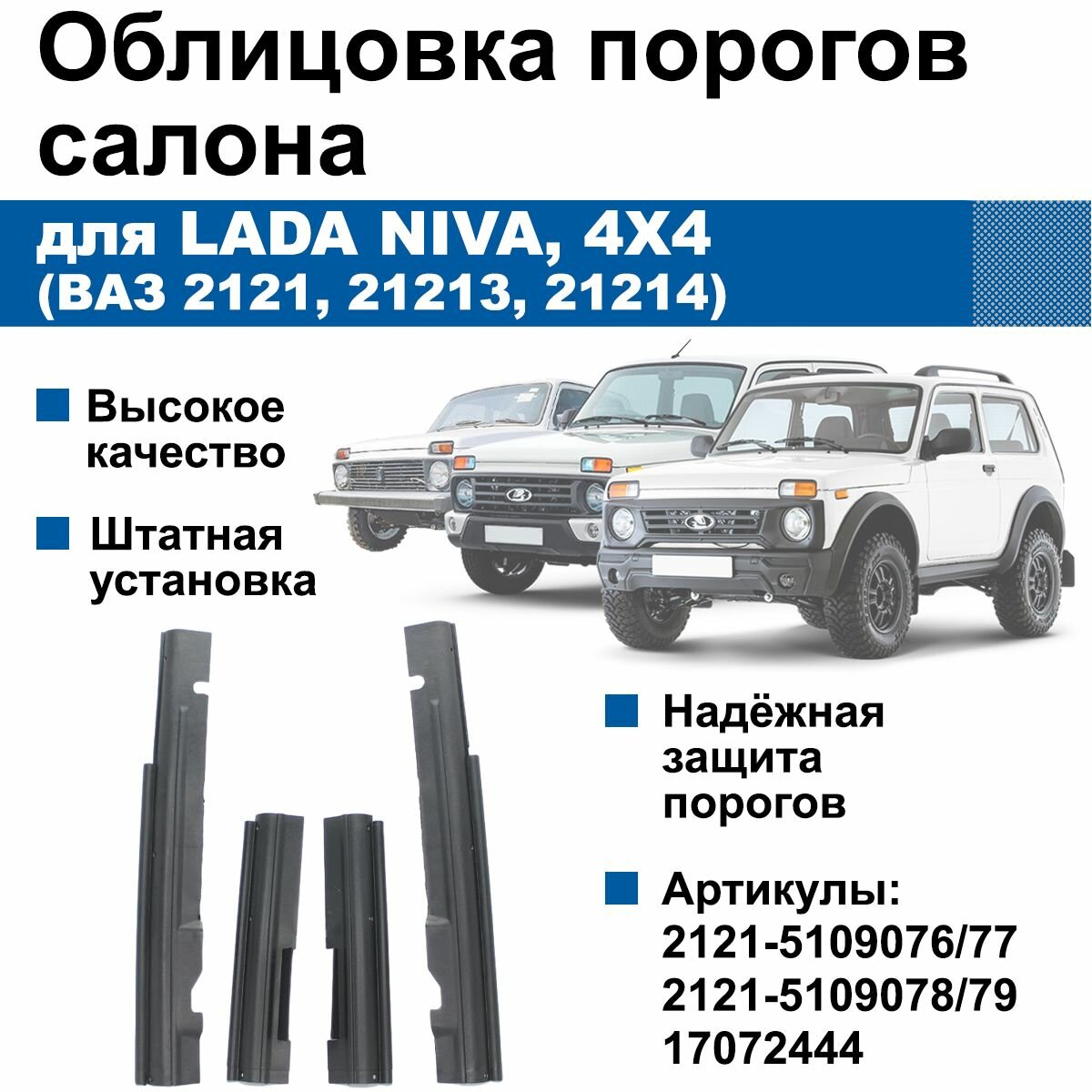 Облицовка порогов Lada Niva / ВАЗ 2121, 21214, 4х4 (комплект)