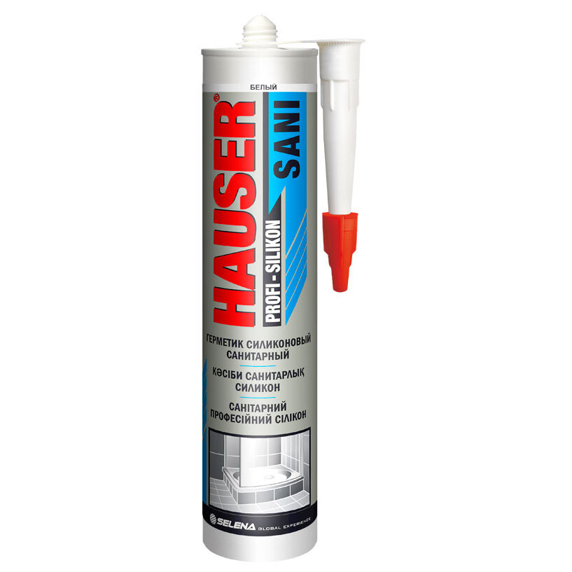 Герметик "Hauser", силиконовый, влагостойкий, универсальный, белый, 260 мл - для широкого спектра строительных и общих ремонтных работ, для внутреннего и внешнего применения.