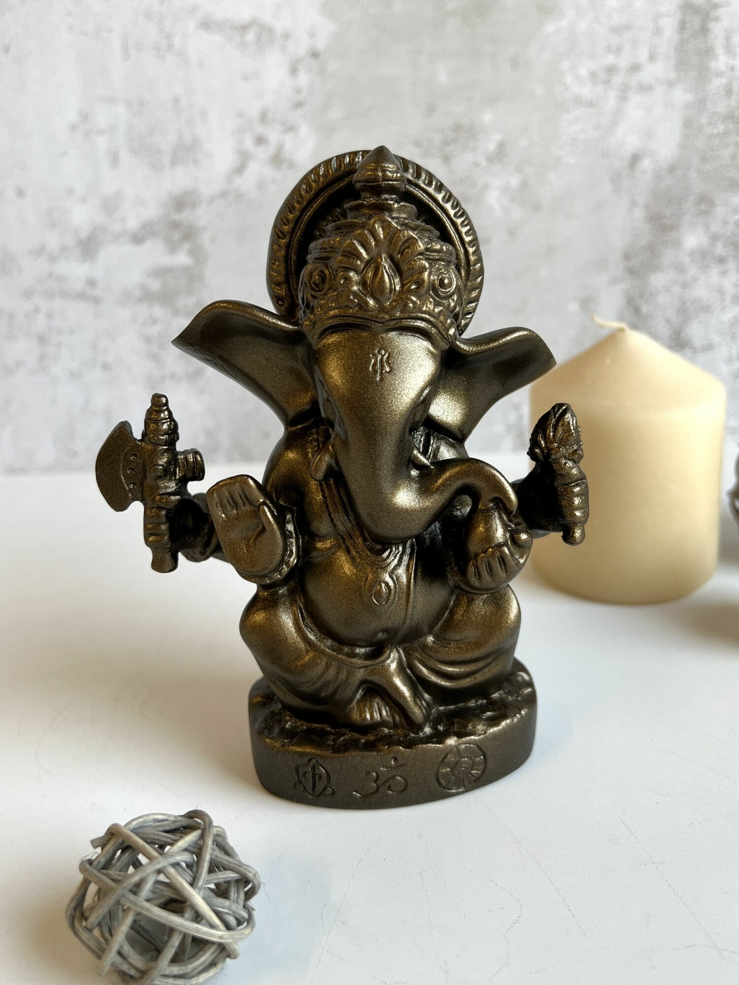 Статуэтка Ганеша (Бог Слон), 13см. Цвет бронза. Мраморная крошка