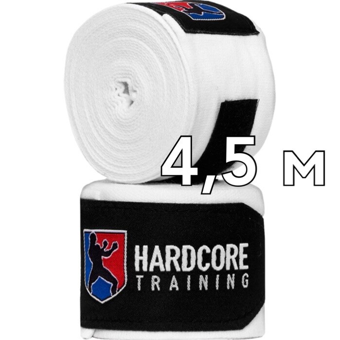 Боксерские бинты Hardcore Training Superior White 4.5 м, белые