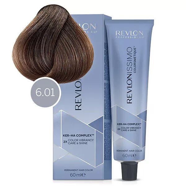 Краска для волос Revlon Professional Coloring Hair Revlonissimo Colorsmetique Care & Shine, Краситель с гиалуроновой кислотой перманентный. Перманентный Краситель с Гиалуроновой кислотой, Гарантия Результата Окрашивания + Уход за Волосами, 6.01