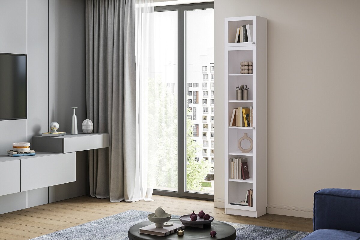 Шкаф книжный стеллаж Билли Billy по мотивам Икея Ikea с антресолью 40x30x237 для одежды однодверный