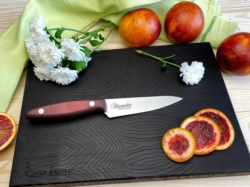 Набор кухонных ножей ALEXANDER SM AUS-8 Red G10 (Satin, Black-Red G10 Handle)