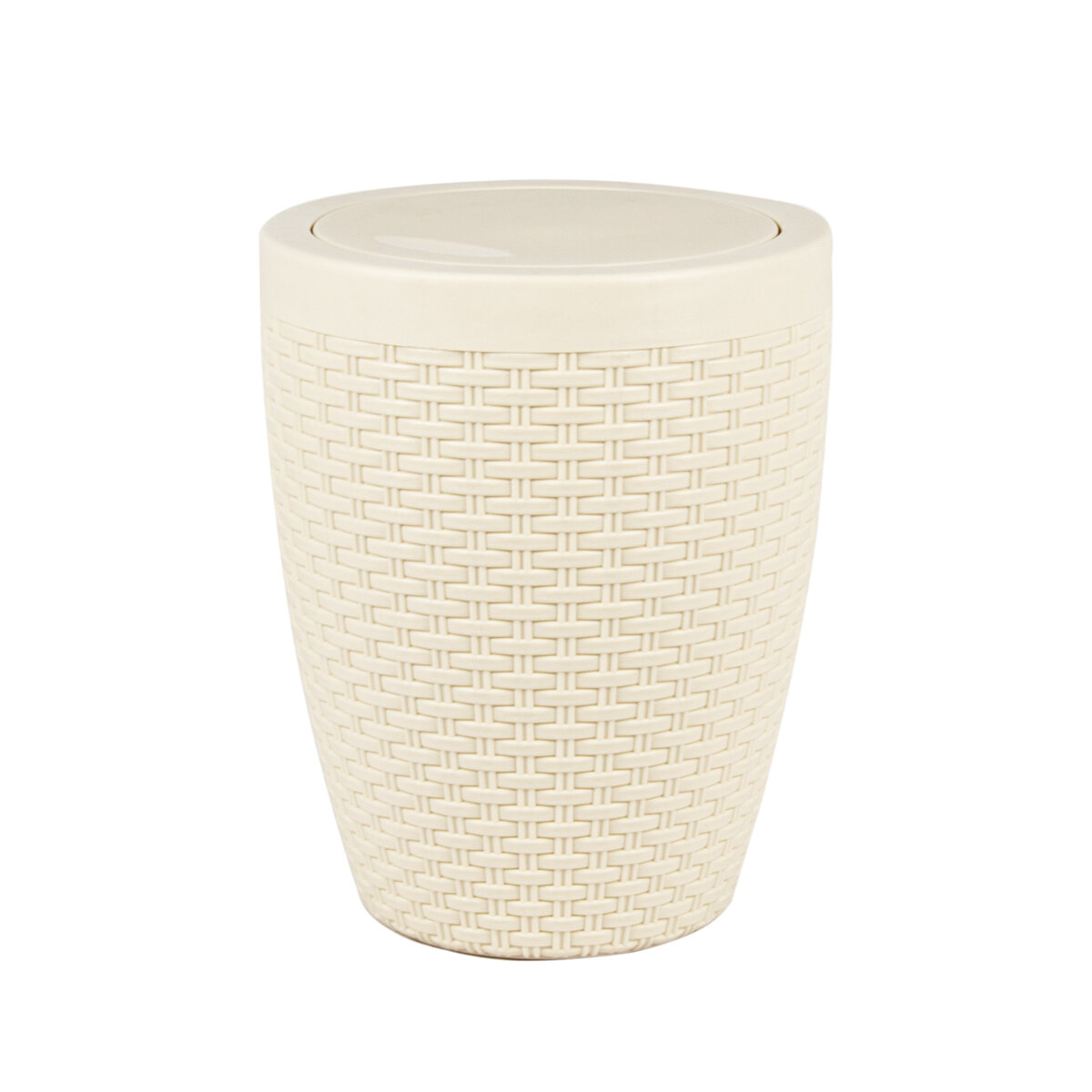 Контейнер для мусора 8 л с крышкой "плетенка" (слон. кость) "Альтернатива" м1790