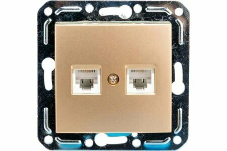 Двухместная телефонная розетка Volsten V01-16-F22-M, RJ-11 Magenta Dorado без рамки, только механизм