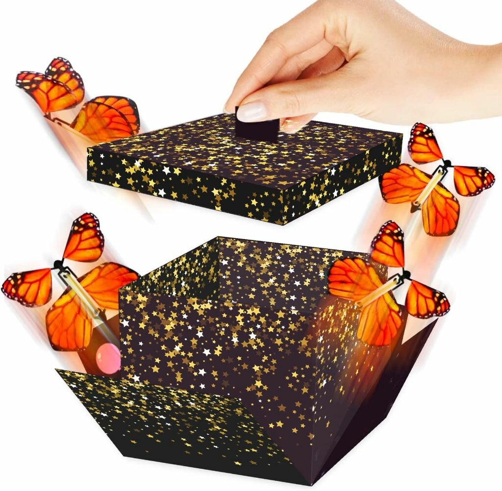 (1 комплект) Подарочная коробка Flying Butterfly Explosion-Бабочка Из Черного Золота 8