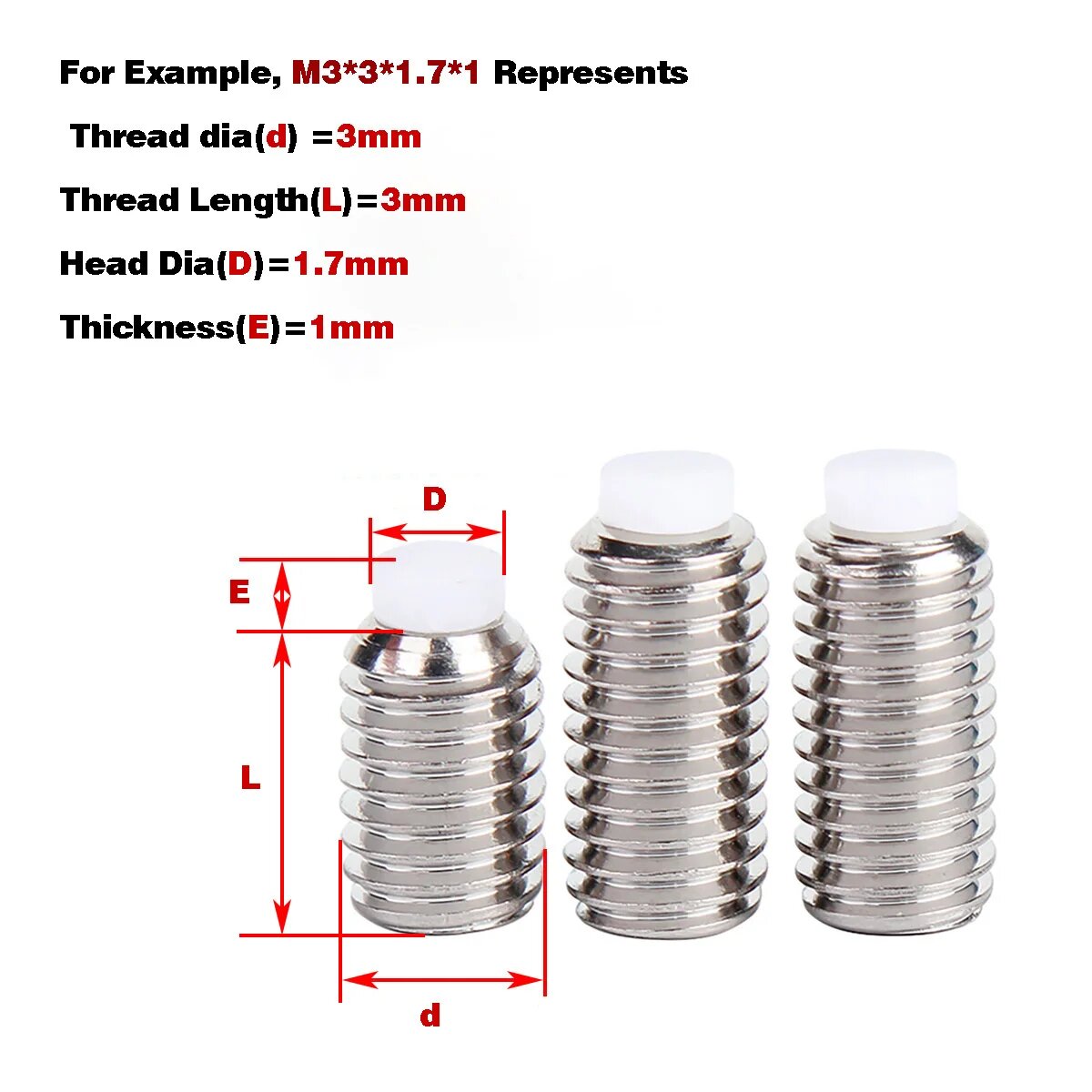 Набор стопорных винтов из нержавеющей стали M3-M10 5pcs M6x30x4x2