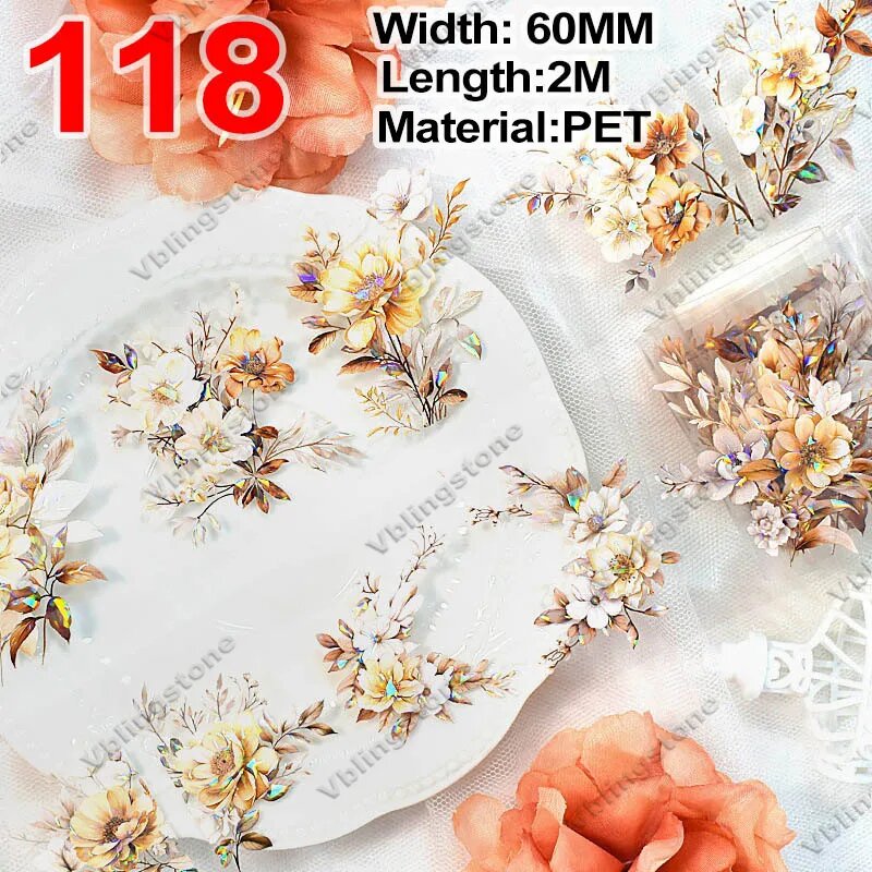 Прозрачная декоративная лента Washi JDPET 2 м Белый, 118