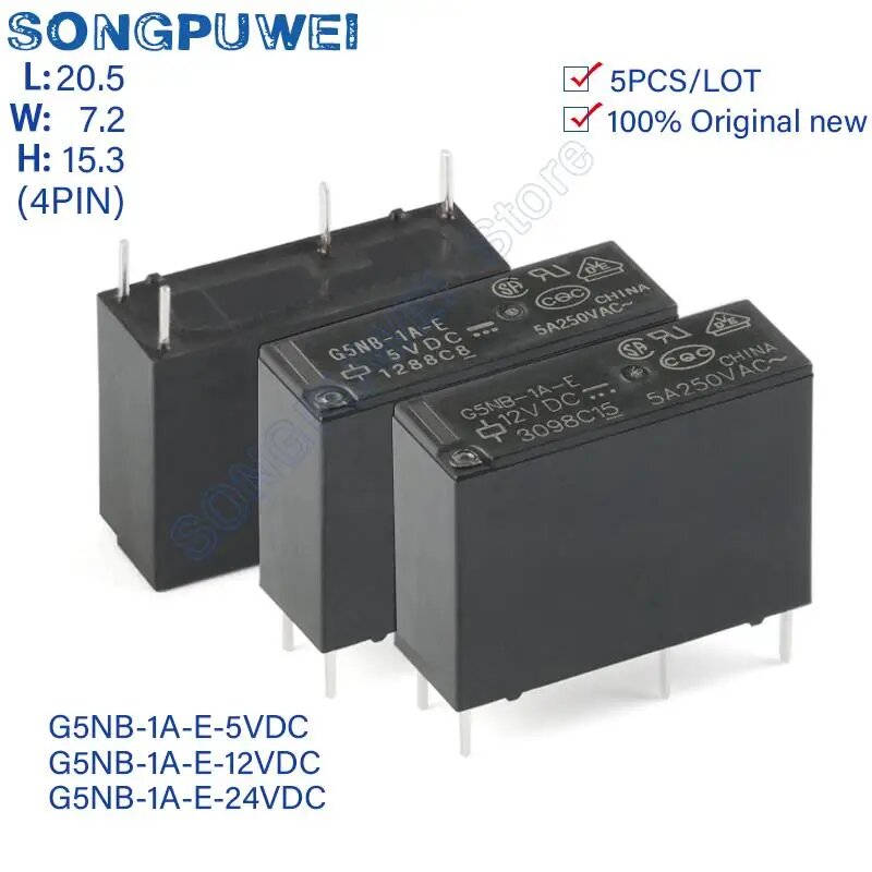 Реле мощности G5NB-1A-E 12VDC 5A 4 контакта