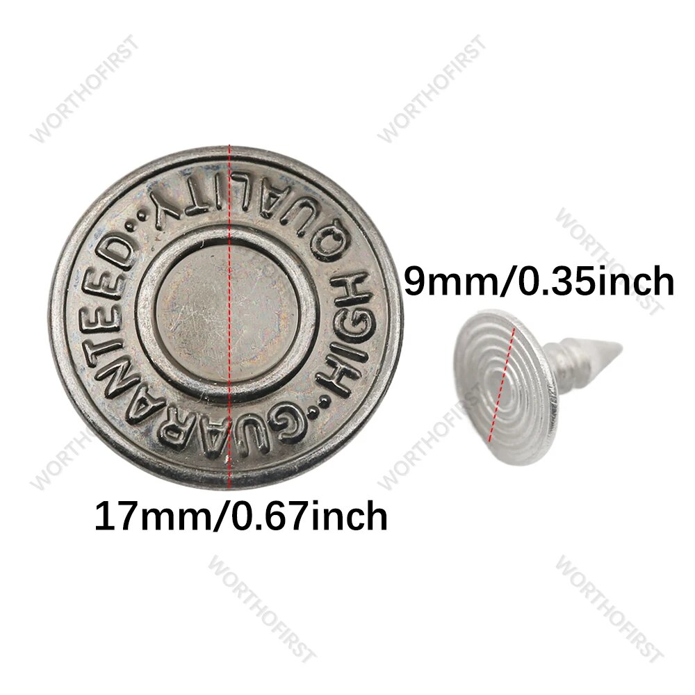 Латунные джинсовые пуговицы WORTHOFIRST 17 мм 10Sets, Flatback-17mm-02