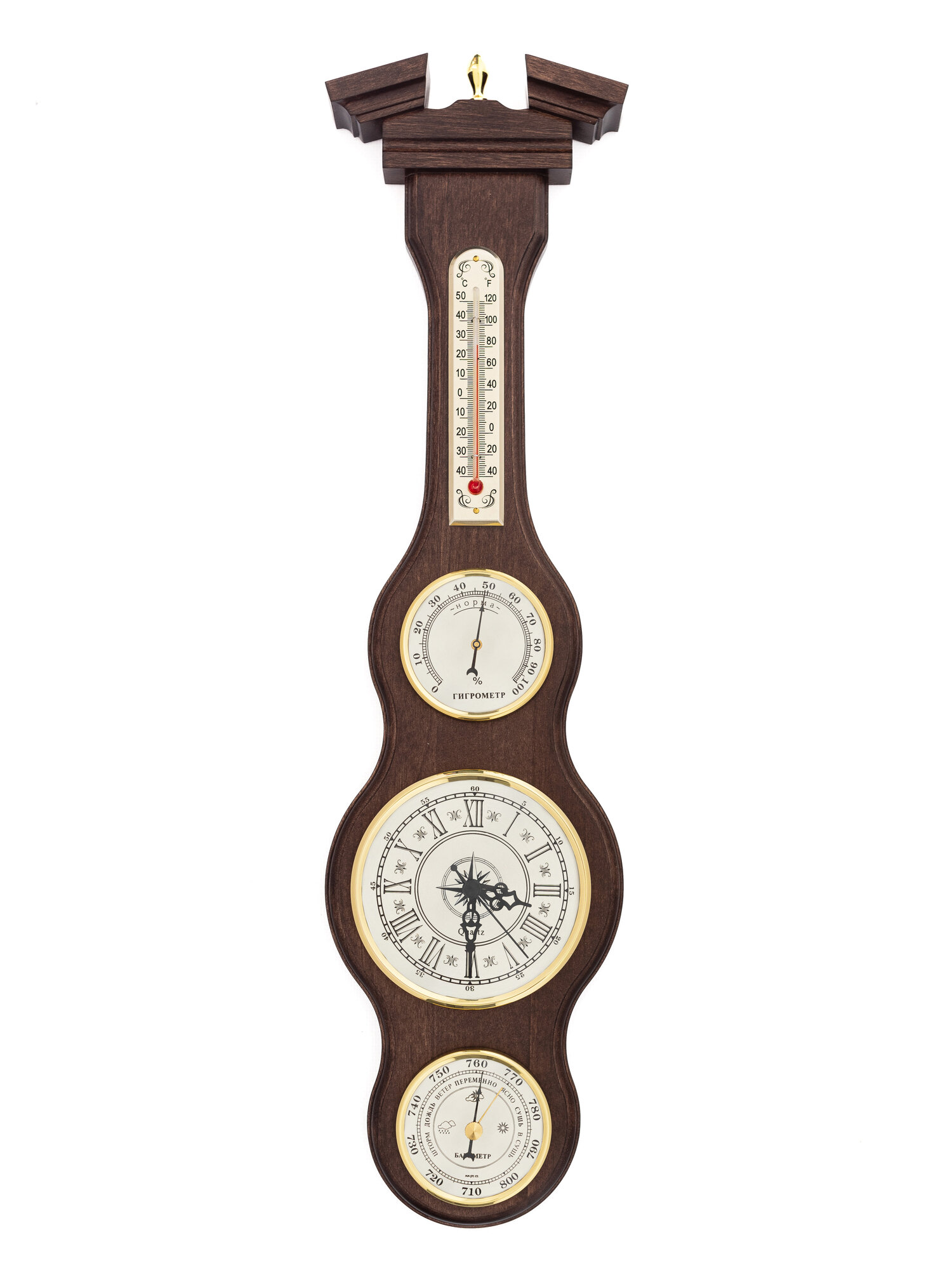 Часы-метеостанция БМ59 - барометр, термометр, гигрометр 54*12 см