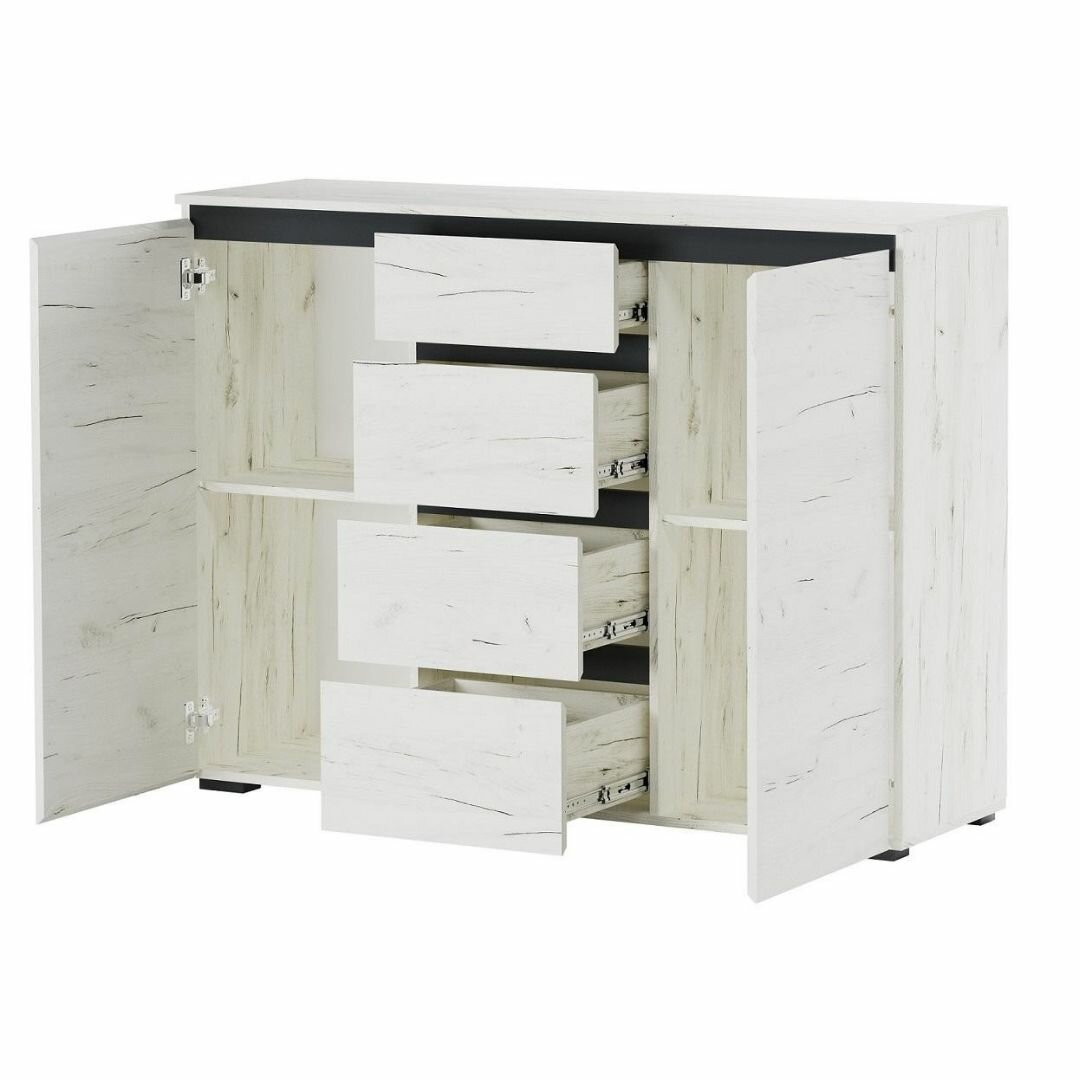 Комод ГРЕТТА2С4Я ДУБ крафт белый - антрацит