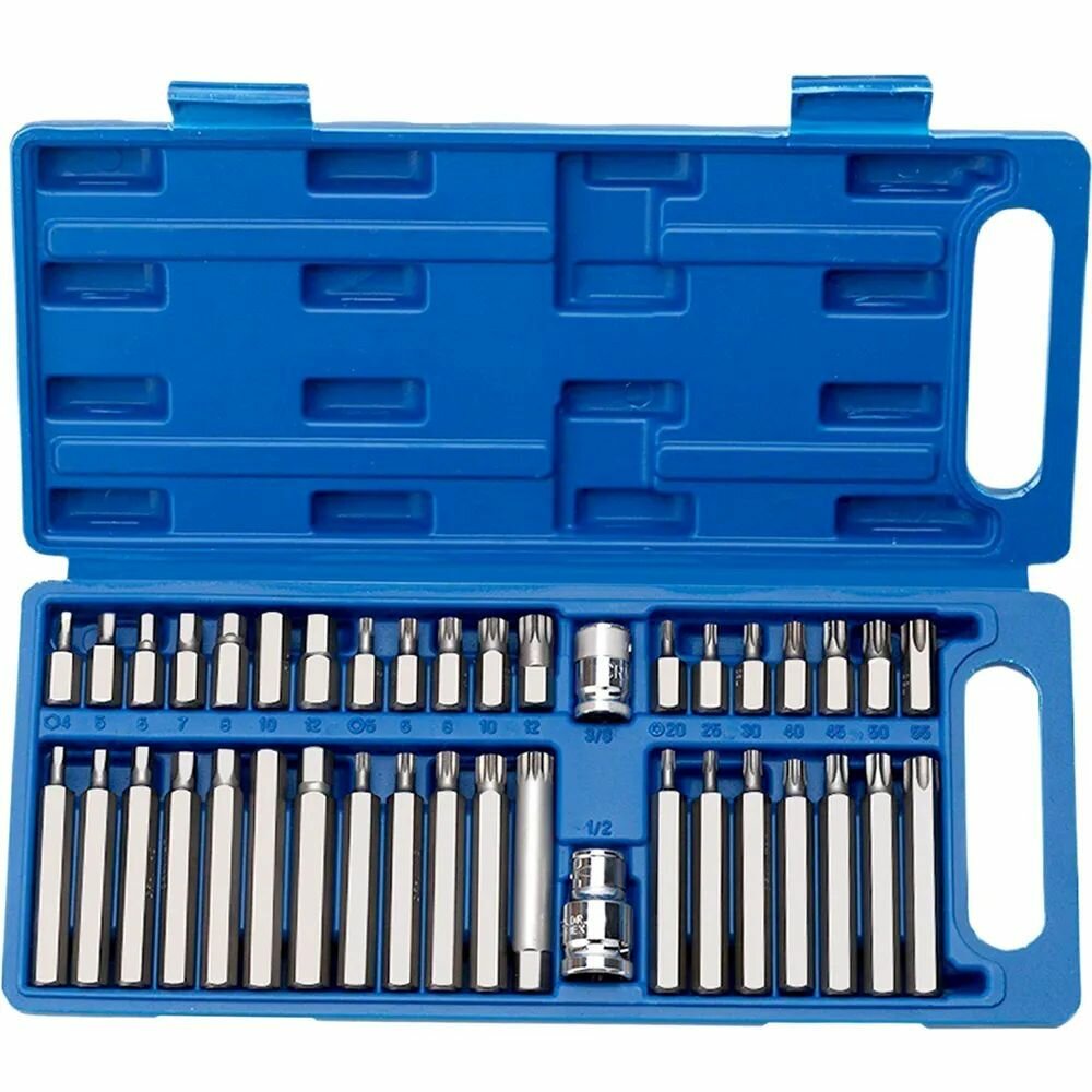 Набор бит для шуруповёрта, односторонние, 1/2", 3/8", шестигранные, Spline, Torx, T20-T55