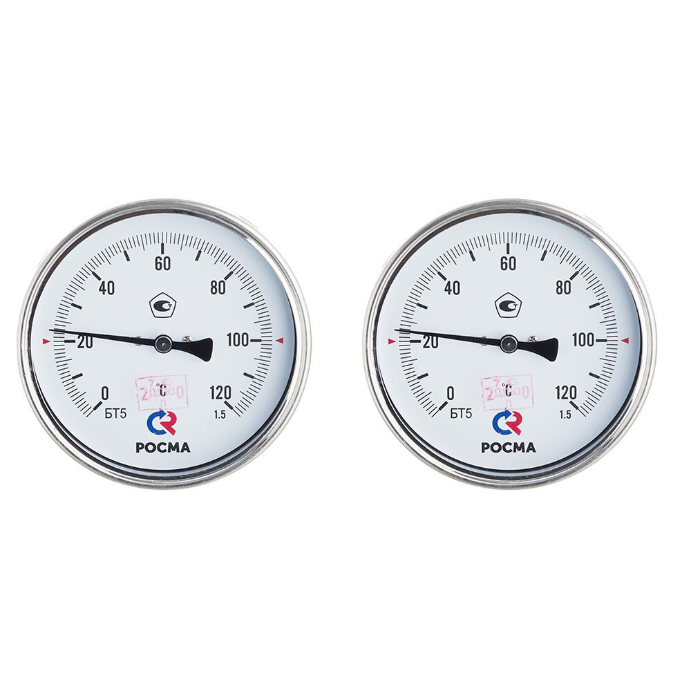 Термометр аксиальный 1/2 НР(ш) d100 мм шток 46х6 мм 120 С (2544) (2 шт.)