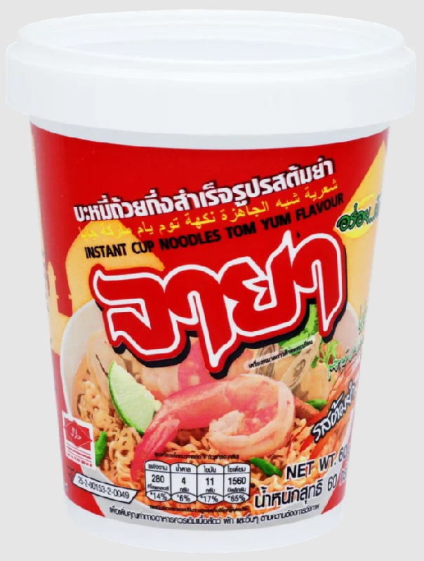 Лапша JAYA быстрого приготовления со вкусом Том Ям /пл. стакан/ 60г