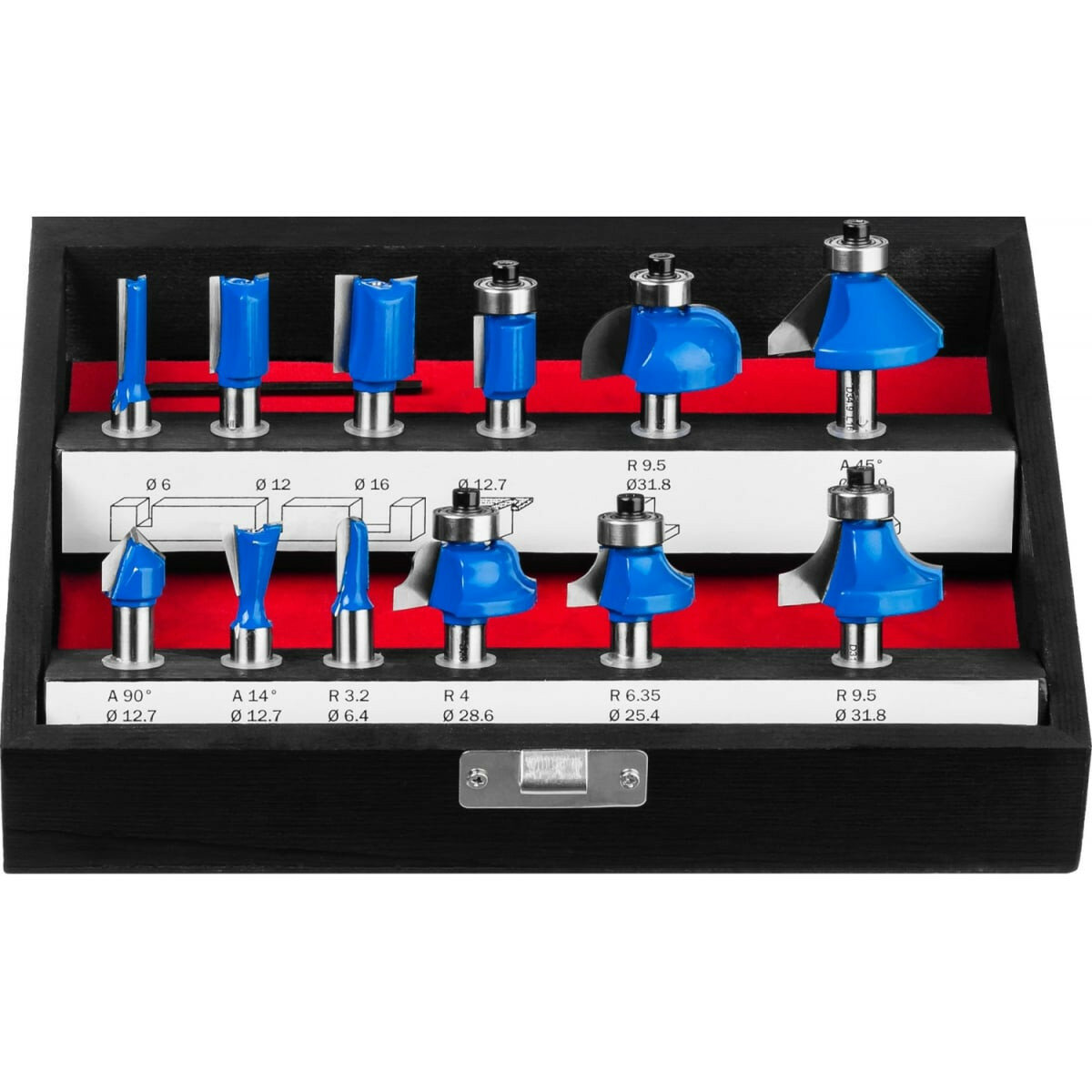 ЗУБР 12 шт, набор профильных фрез по дереву, Профессионал 28796-H12