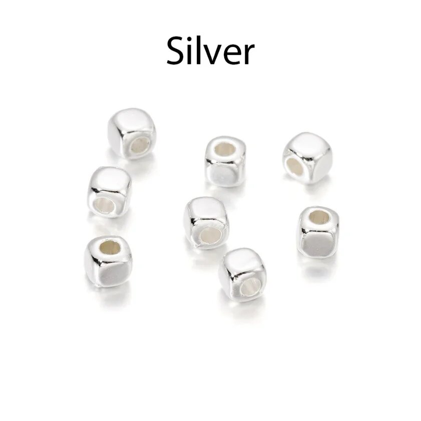 Акриловые квадратные бусины CCB для бижутерии Серебряный, 3mm x 500pcs, Silver