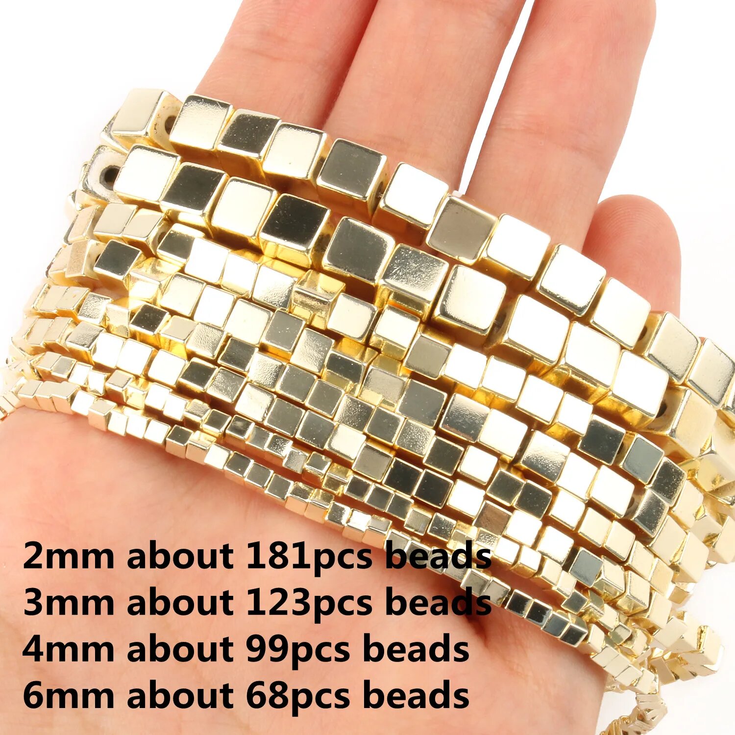 Бусины из гематита TTUIJI золотые плоские 2/3/4/6 мм style12-6mm