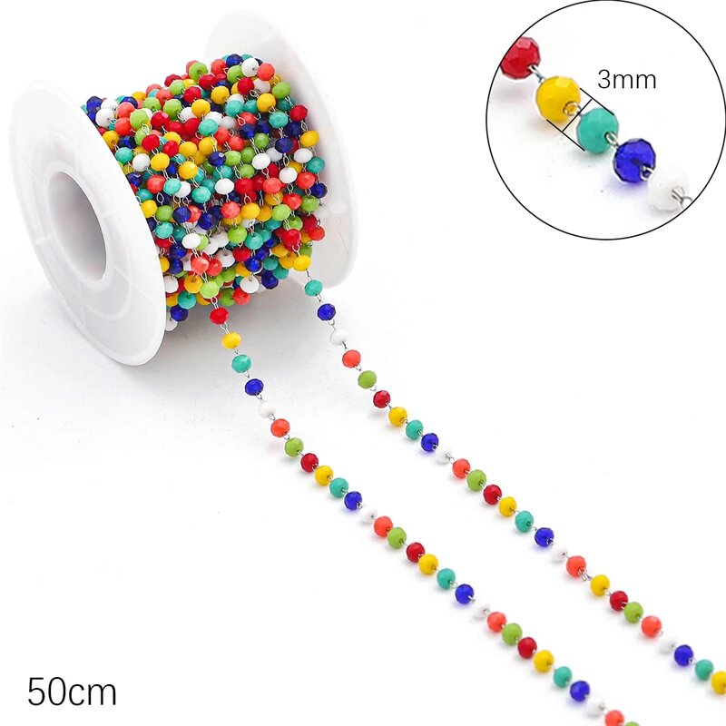Цветная бисерная цепочка 50 см, 3 мм, Color: 08