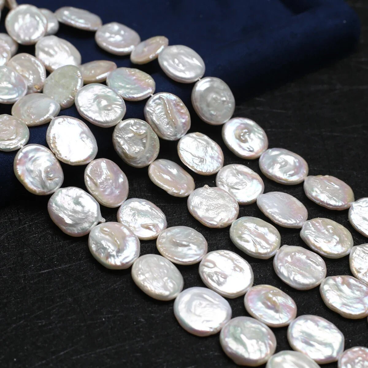 Натуральные белые пресноводные жемчужины 14x16 мм 1 String 36cm