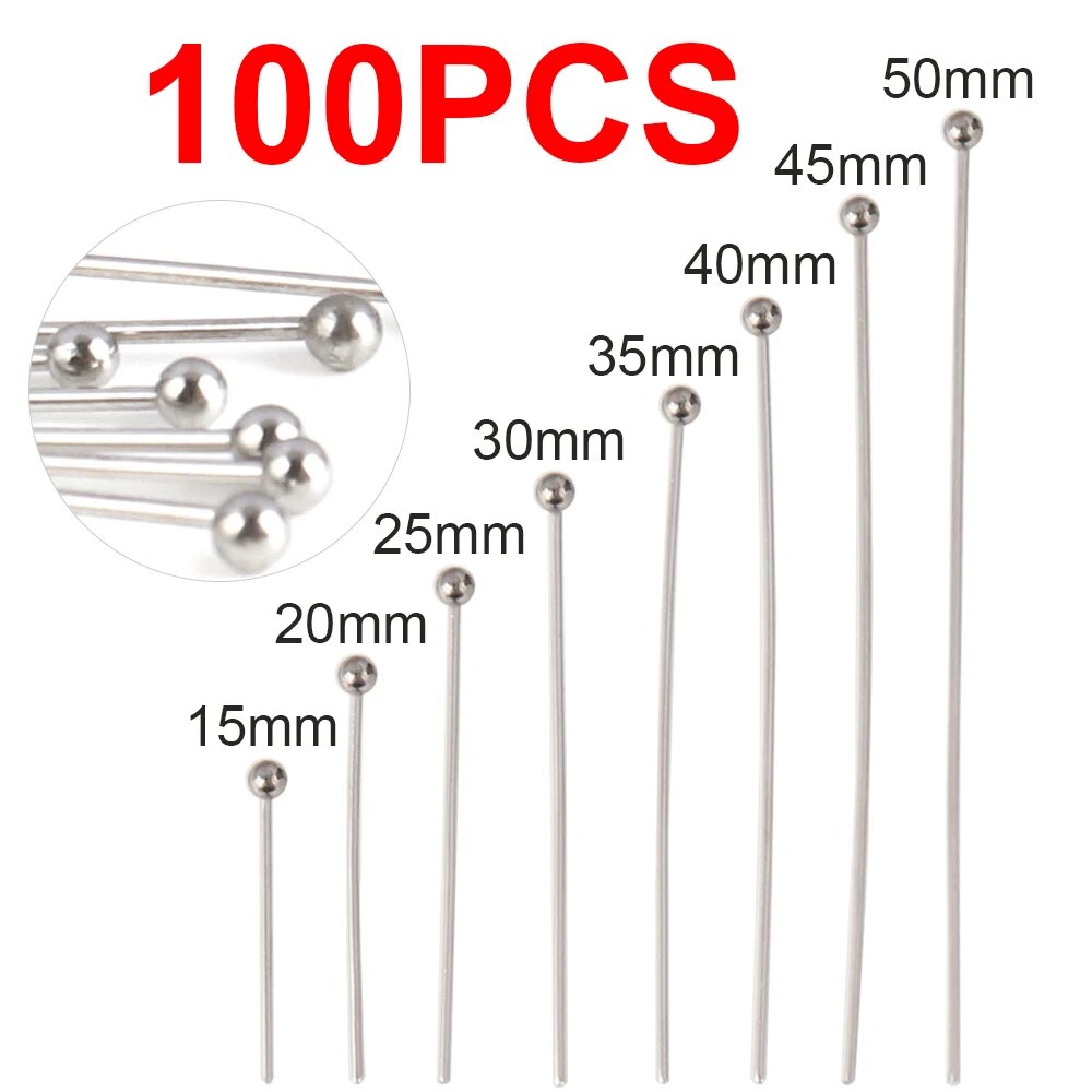 Шпильки для ювелирных изделий HXD 100 шт, 15-50 мм, нержавеющая сталь 40MM, D0241- D0255
