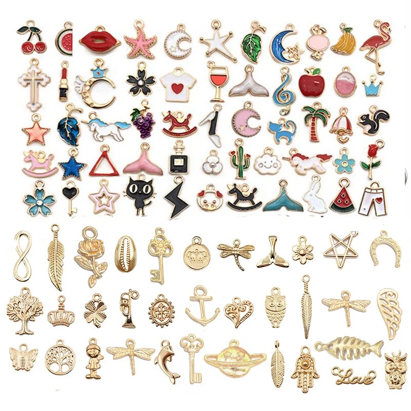 Металлические подвески 30шт, эмаль, Mix, kc Gold