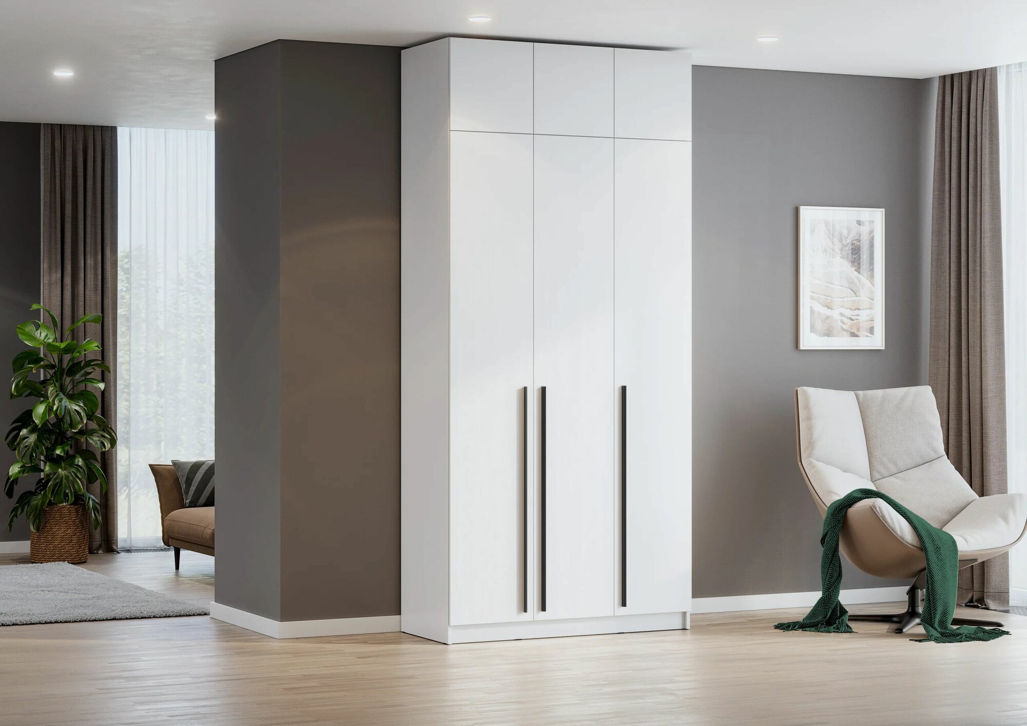 Шкаф распашной Берген ШК-1200 белое дерево + ящики ВН2Я + А-1200 (Интерьер-Центр)