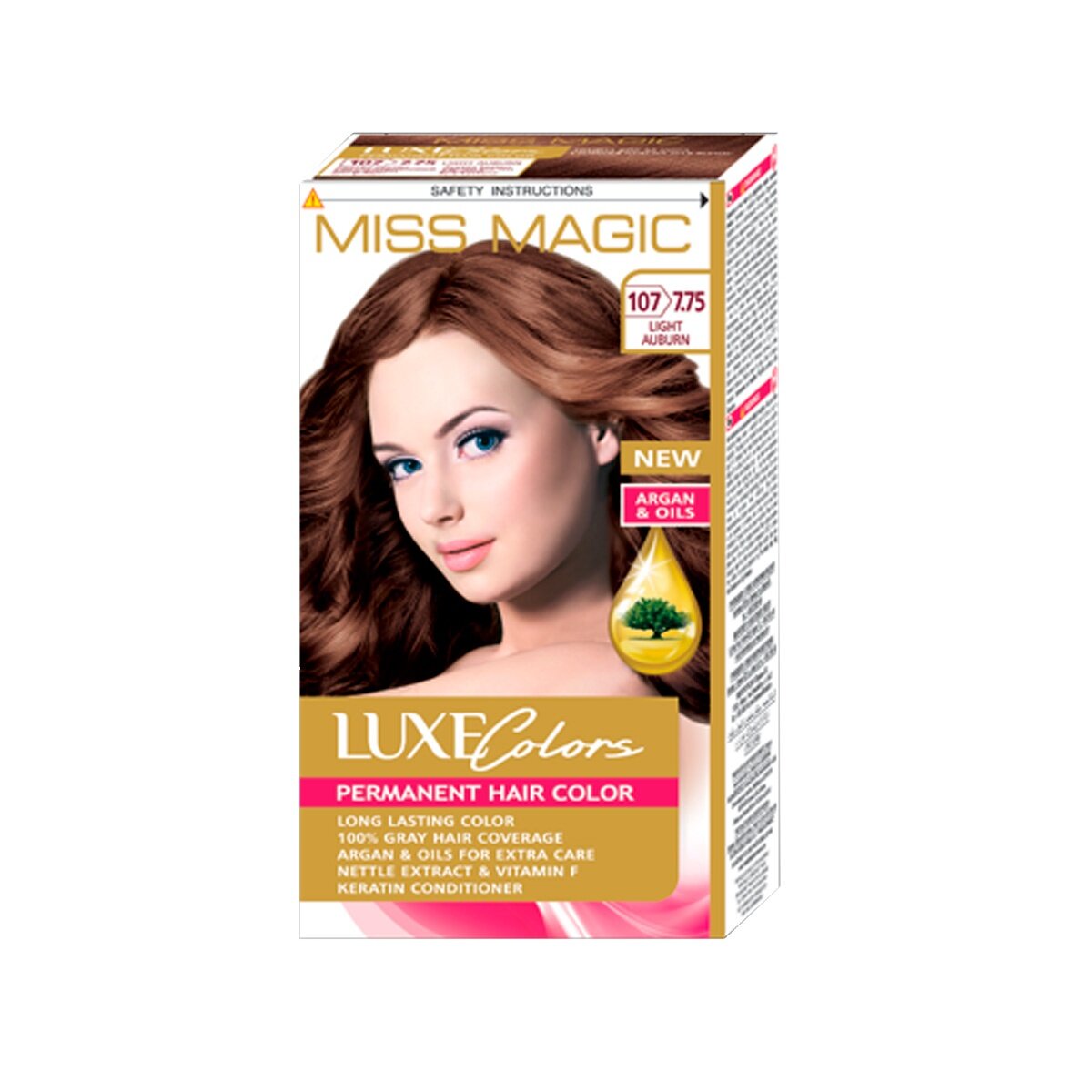Крем-краска для волос Miss Magic "Luxe Colors", тон 107/7.75, светло-каштановый