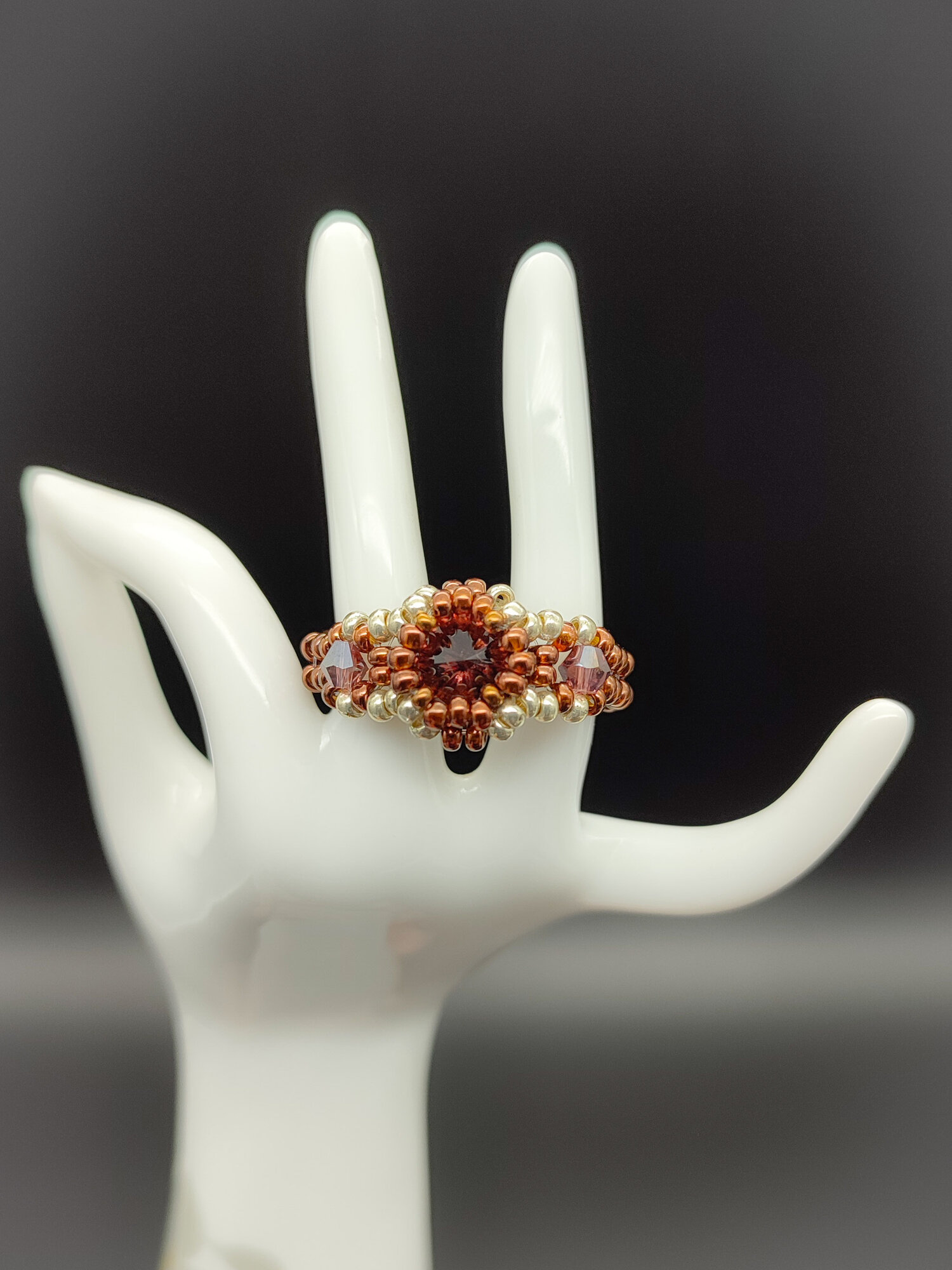 Кольцо плетеное, кристалл