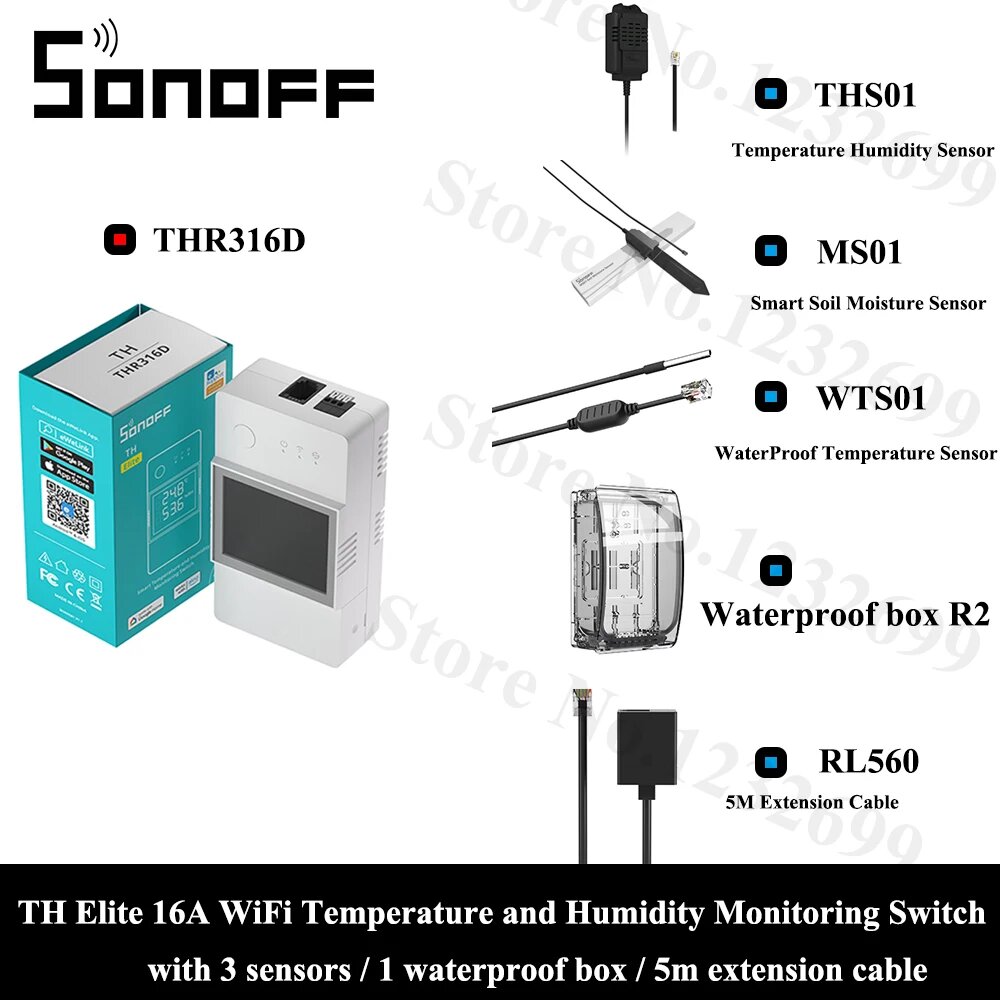 SONOFF TH Elite 16A Wi-Fi Smart Switch THR316D Sensor Kit