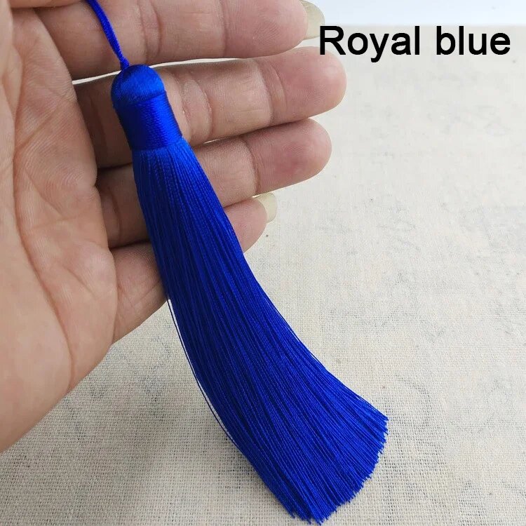 2 шт, 12 см, шелковистые мягкие кисточки ручной работы, сделай сам, поделки и изготовление ювелирных изделий, полиэстер, шелковая закладка, брелок, аксессуары с кисточками Синий, royal blue 12CM